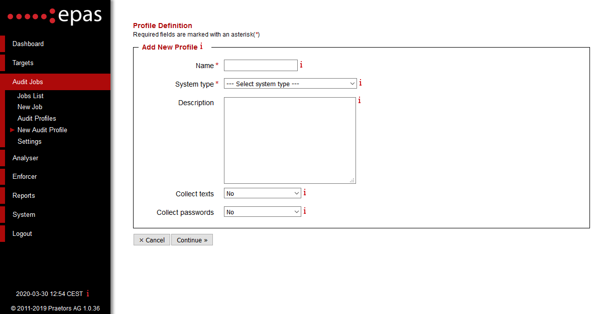 Audit Profiles - EPAS Documentation