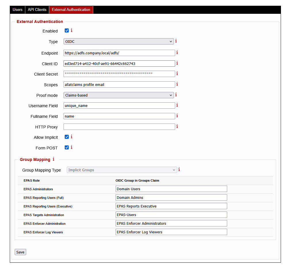 External Authentication - EPAS Documentation